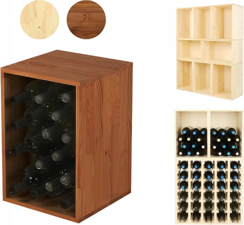 Skříňový regál na víno stojan na alkohol dřevěný Modulární regál 45x30x30