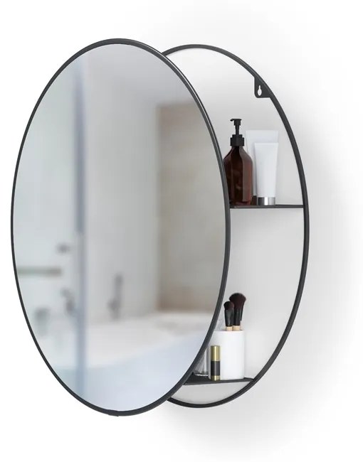 Umbra Zrcadlo CIRKO se skrytými policemi 51x14 cm, černé