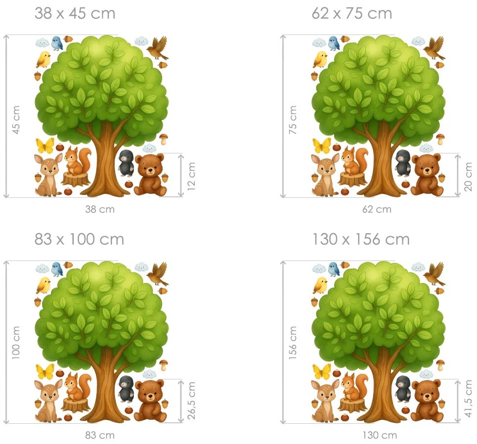 Strom pro děti samolepka na zeď arch 83 x 100 cm