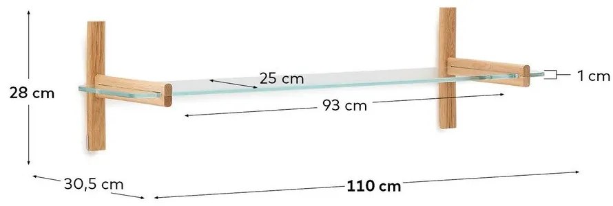 Skleněný modulární policový systém v přírodní barvě 110x28x30,5 cm Sitra – Kave Home