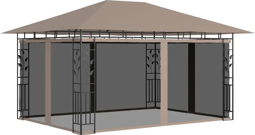 vidaXL Altán s moskytiérou 4 x 3 x 2,73 m taupe 180 g/m²