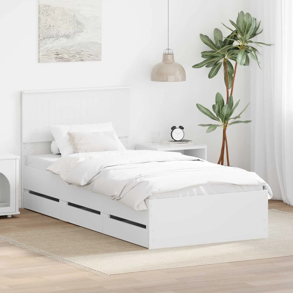 Rám postele se zásuvkou Bílá 90 x 200 cm Inženýrské dřevo 3410742