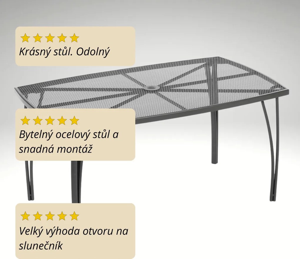 Vikio Zahradní kovový stůl 150x90cm V125 antracit