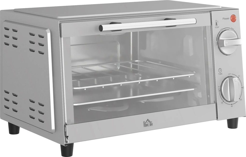 HOMCOM Mini trouba 9L Mini trouba s pečicím plechem, grilovací rošt, 100 °C-230 °C, s nastavitelnou teplotou a dobou pečení, časovač na 60 min, 750 W…