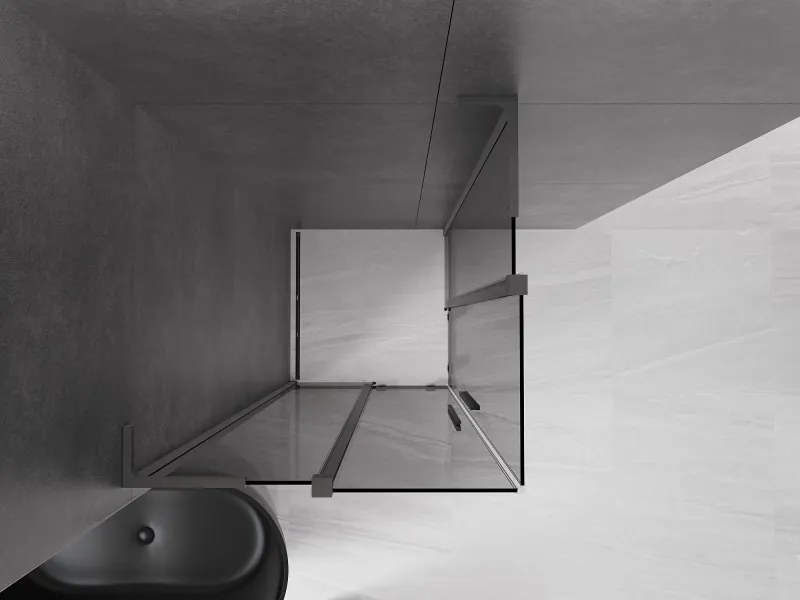 Mexen Velar L Duo, sprchový kout s posuvnými dveřmi 90 x 90 cm, 8mm šedé sklo, broušený grafit, 871-090-090-02-43-95