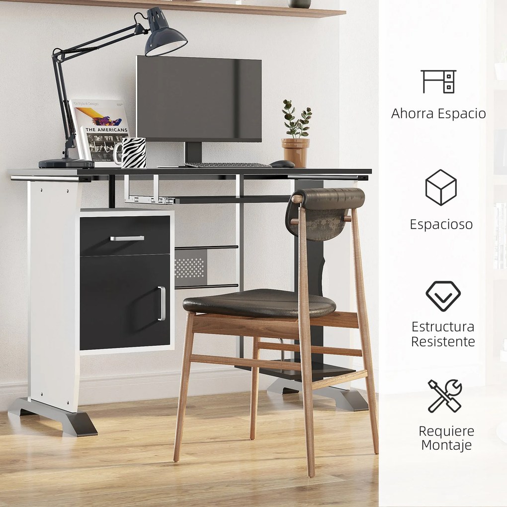 HOMCOM PC Počítačový stůl Kancelářský stůl 100x52x75cm Dřevěný nábytek