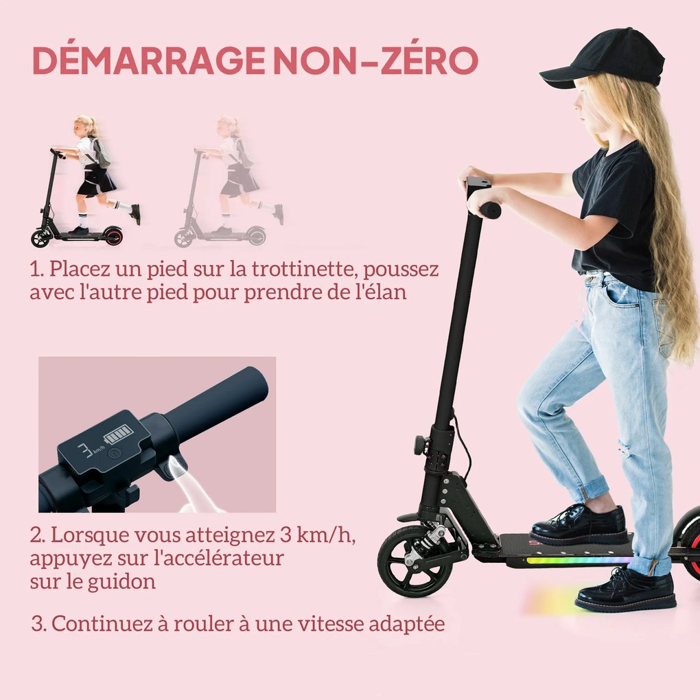 SPORTNOW Elektrická koloběžka pro děti 6-14 let, skládací elektrická koloběžka pro děti, max. rychlost 14 km/h, dojezd 6 km s duální brzdou, barevná s