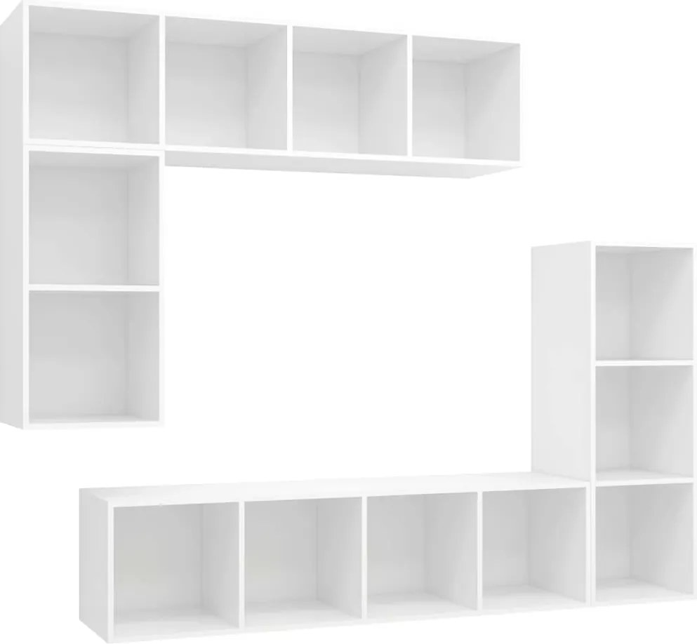 4dílný set TV skříněk bílý kompozitní dřevo 3079817