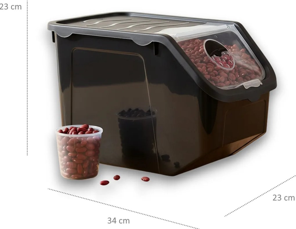 VILDE Skladovací černý box na cibuli a brambory, černé víko (13l)