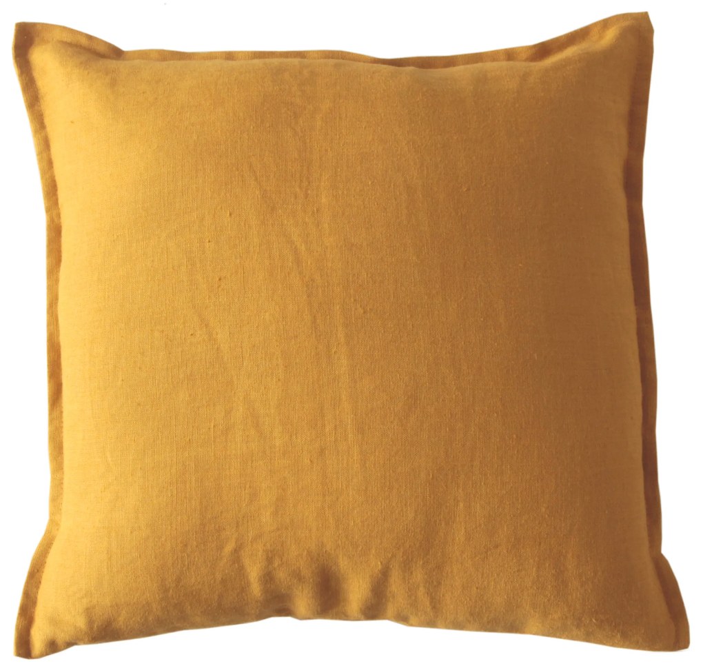 TULULUM Lněný povlak na polštář - hořčicově žlutý Rozměr polštáře: 60 x 60 cm