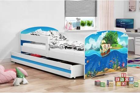 Dětská postel s úložným prostorem s motivem OCEÁNU (VODNÍ SVĚT)