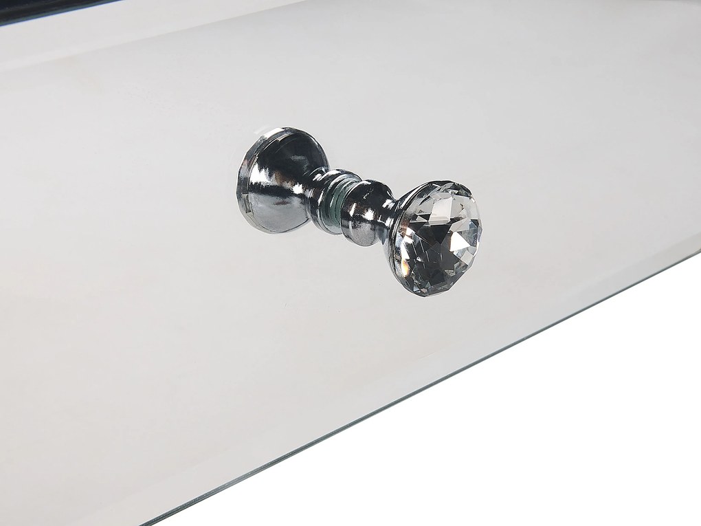 Zrcadlový konferenční stolek se zásuvkou stříbrný NESLE Beliani
