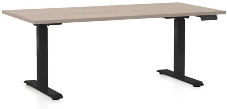 Výškově nastavitelný stůl OfficeTech D, 140 x 80 cm -černá podnož Barva: Bílá