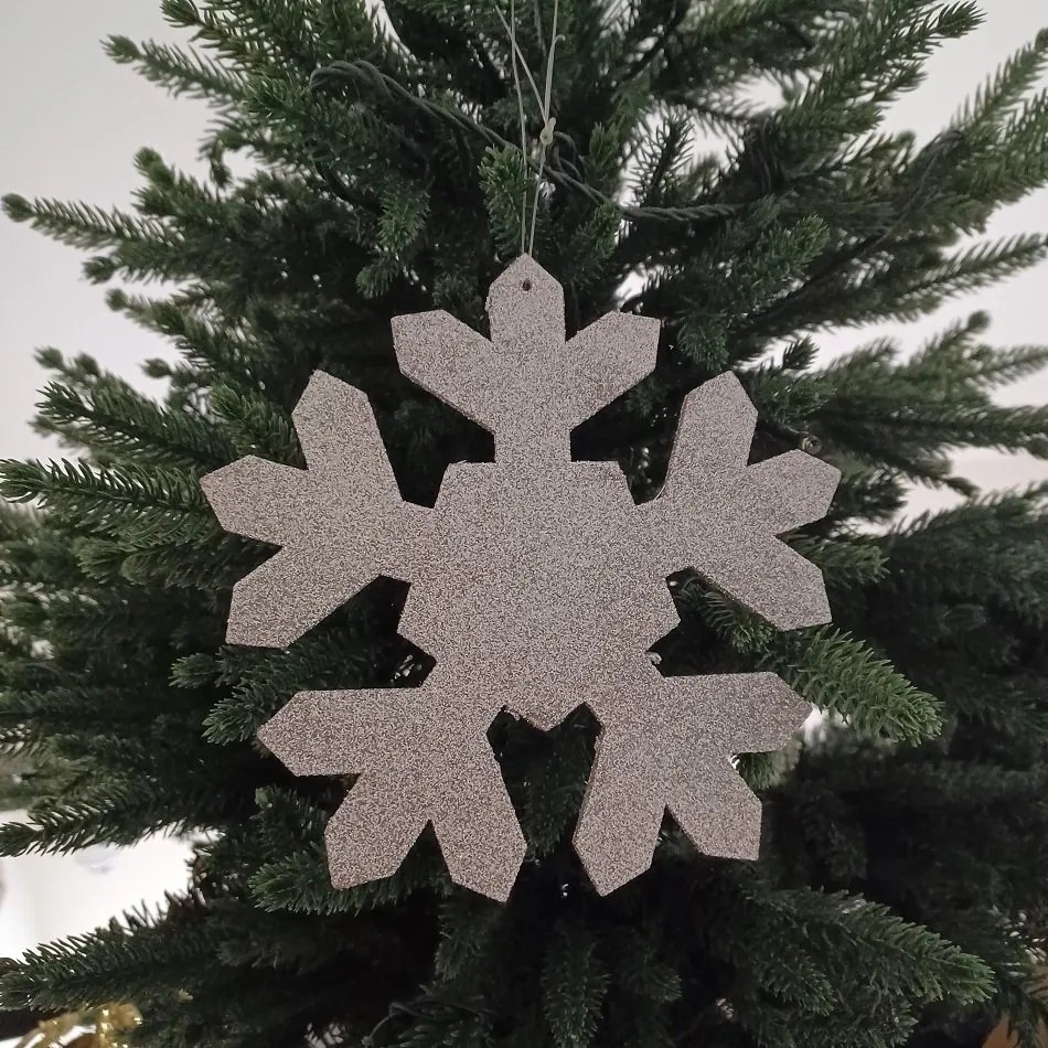 Vánoční ozdoba vločka I, pr. 15 cm, stříbrná, překližka, venkovní