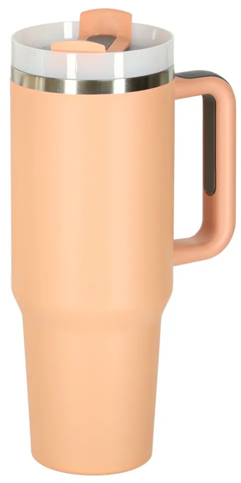 Creative Corner Termohrnek s brčkem a rukojetí termoska 1200ml pudrově růžový