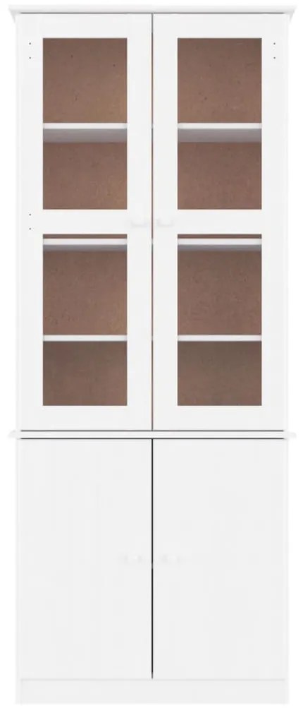 Prosklená vitrína ALTA bílá 77x35x186,5 cm masivní borové dřevo - Default Title