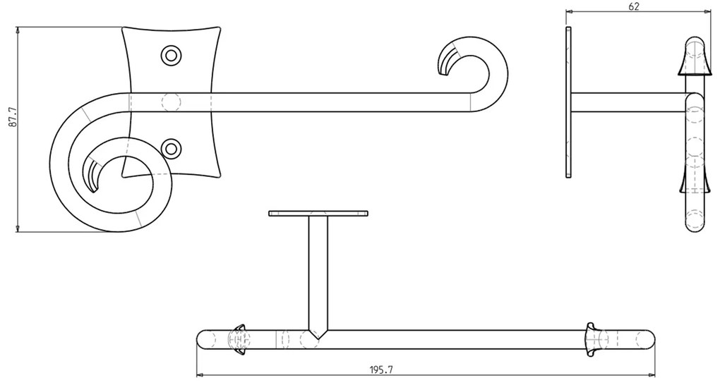METAFORM REBECCA retro držák toaletního papíru bez krytu, černá CC017