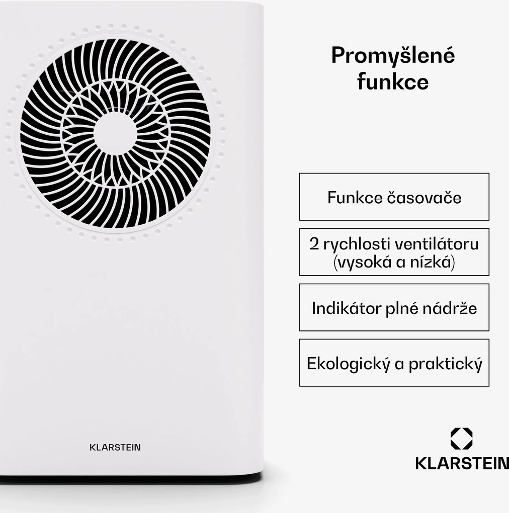 Klarstein CircleDry Smart 16 L odvlhčovač, 16 l/den, 290 W, 30-40 m², WiFi, časovač, filtr