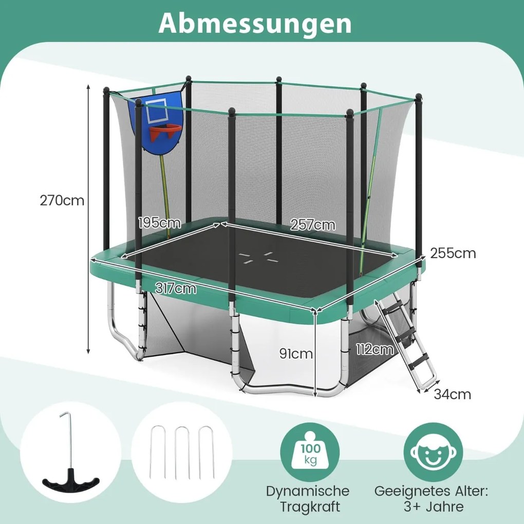 Costway 3 v 1 Obdélníková trampolína se žebříkem