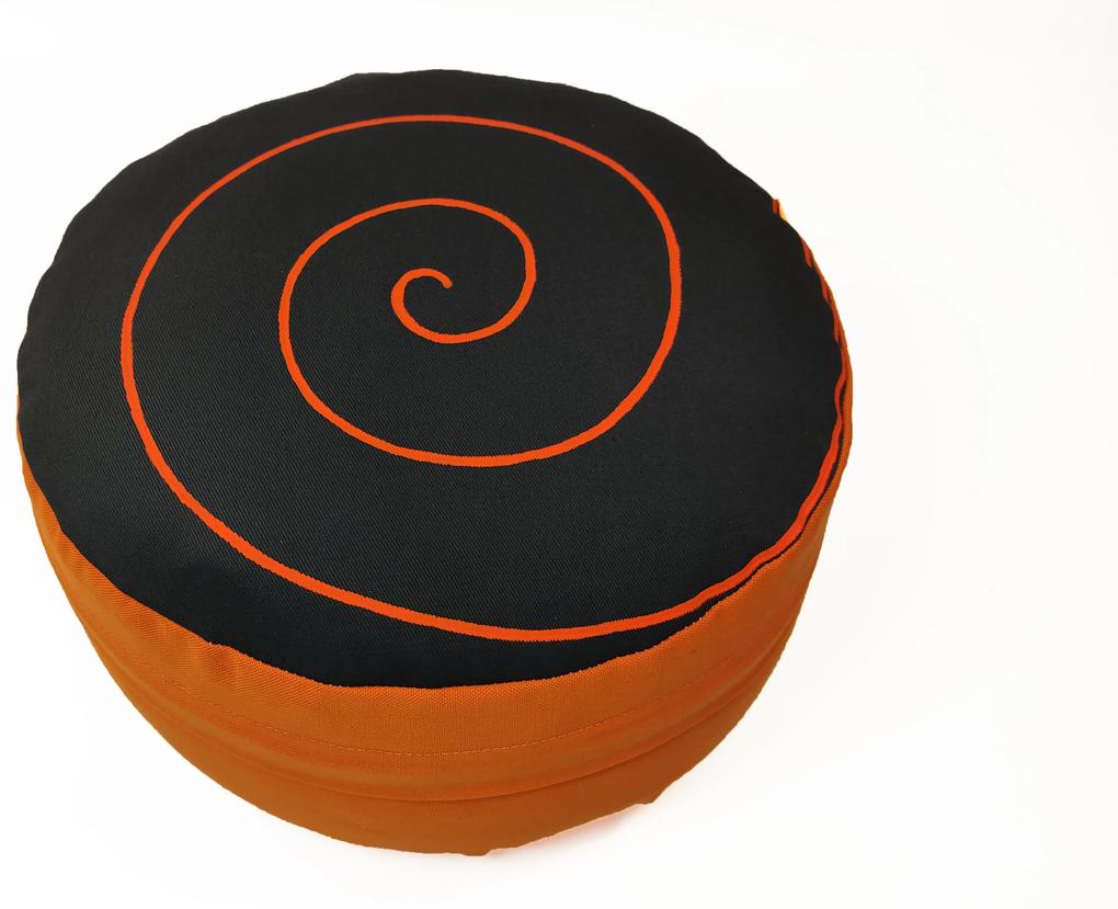 S radostí - vlastní výroba Meditační podsedák se spirálou - oranžový Velikost: ∅30 x v25 cm