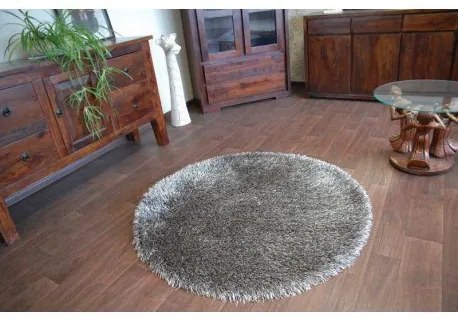Kusový Kulatý koberec LOVE SHAGGY model 93600 taupe velikost kruh 120 cm | krásné koberce cz