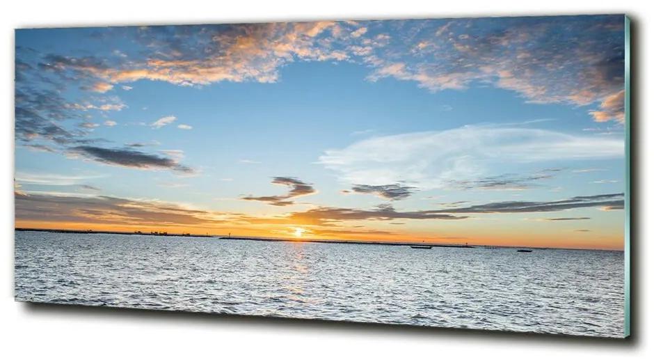 Wallmuralia Foto obraz sklo tvrzené Soumrak nad mořem 125x50 cm