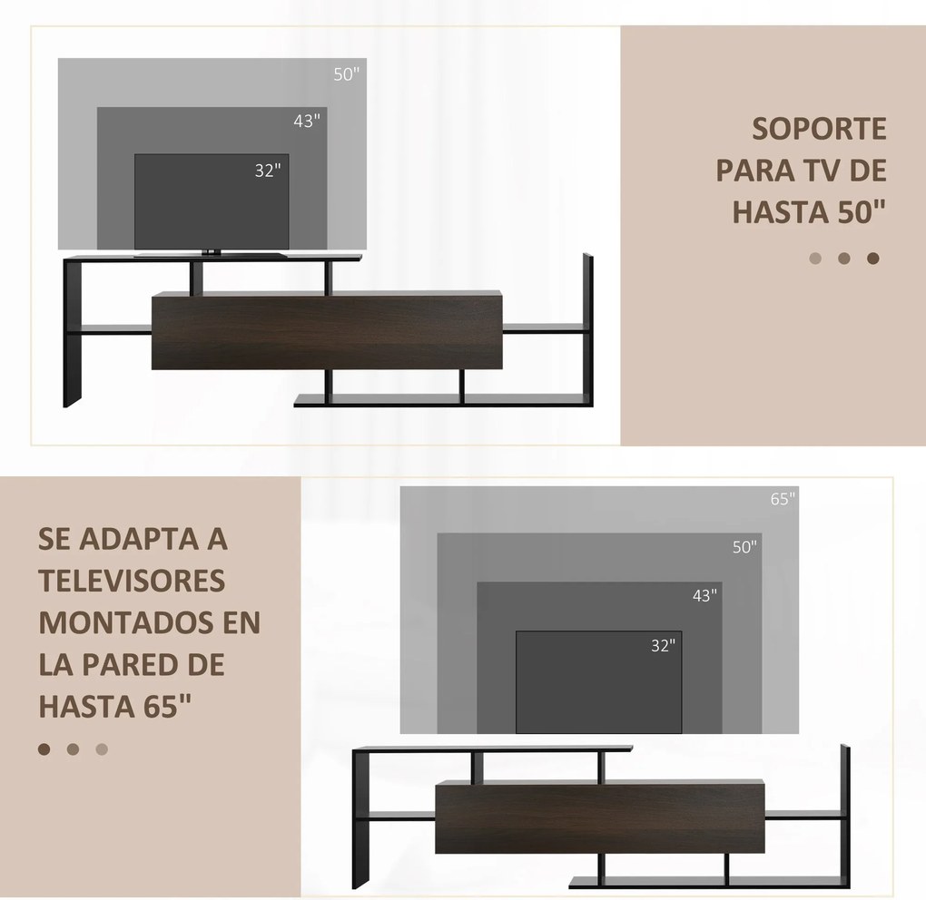 HOMCOM Sada nábytku do obývacího pokoje - Stojany na TV pro TV do 165 cm nebo konzole pro TV do 102 cm se stojanem na TV 153,6x25x42 cm a nástěnnou p…