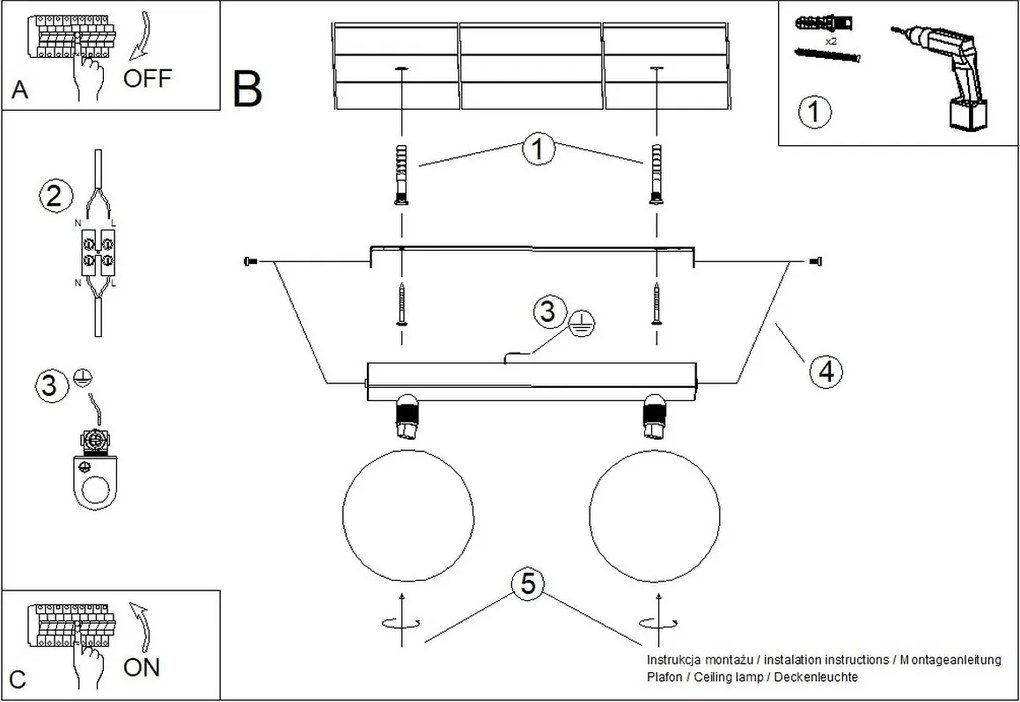 Sollux Lighting Stropní svítidlo YOLI 2 ultramarín