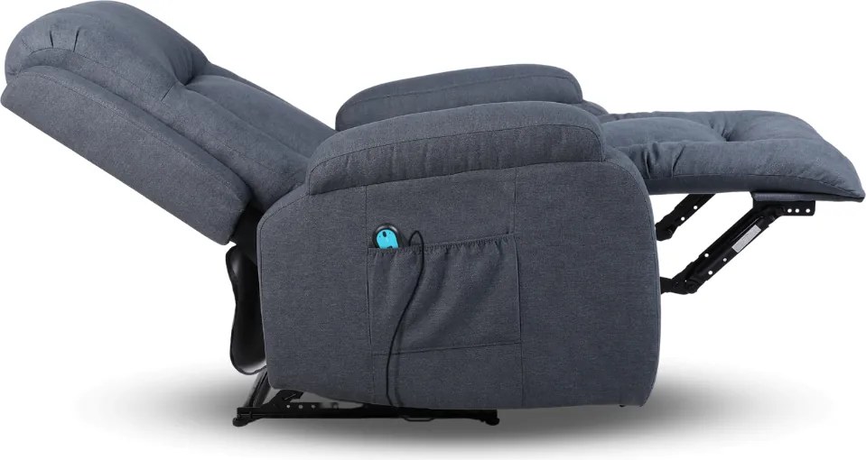 TV křeslo RIVA PLUS s elektrickým polohováním — látka, šedá, nosnost 130 kg