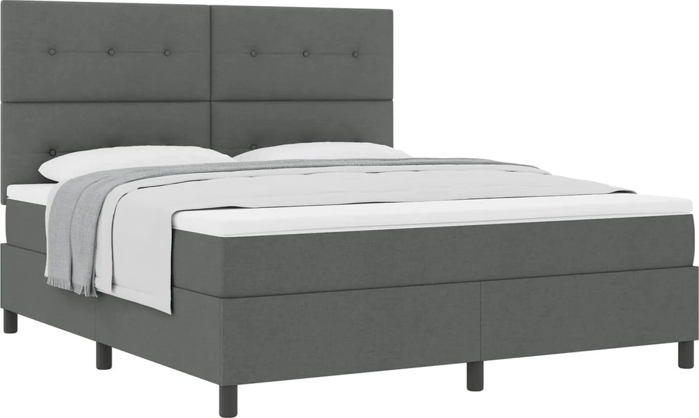 Postel s boxspringem s čelo Tmavě šedá 180 x 200 cm textil 3339407