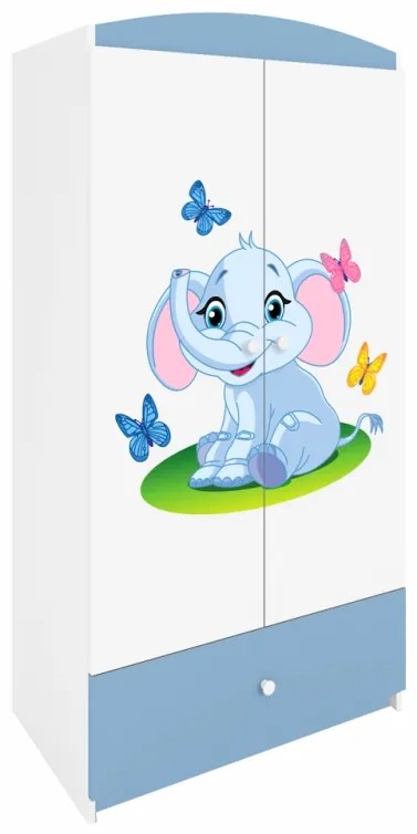 KOCOT KIDS Šatní skříň - BABYDREAMS, matná bílá/modrá, různé motivy na výběr Motiv: slon