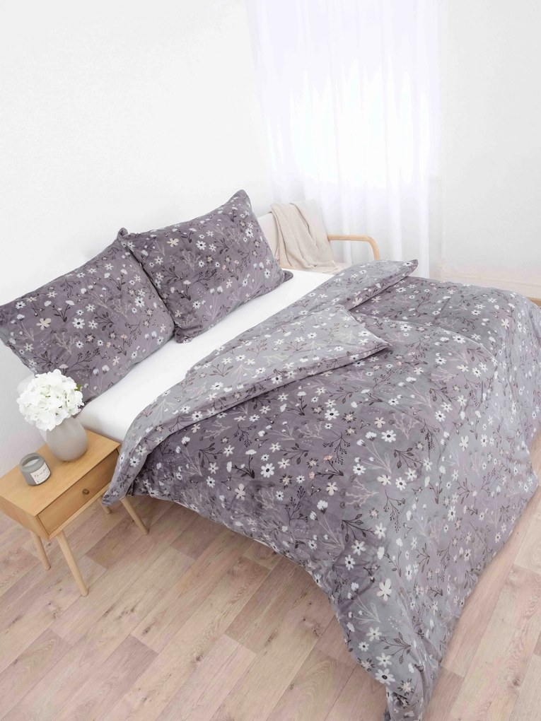 Prodloužené povlečení mikroplyš Exclusive – Vanessa šedá