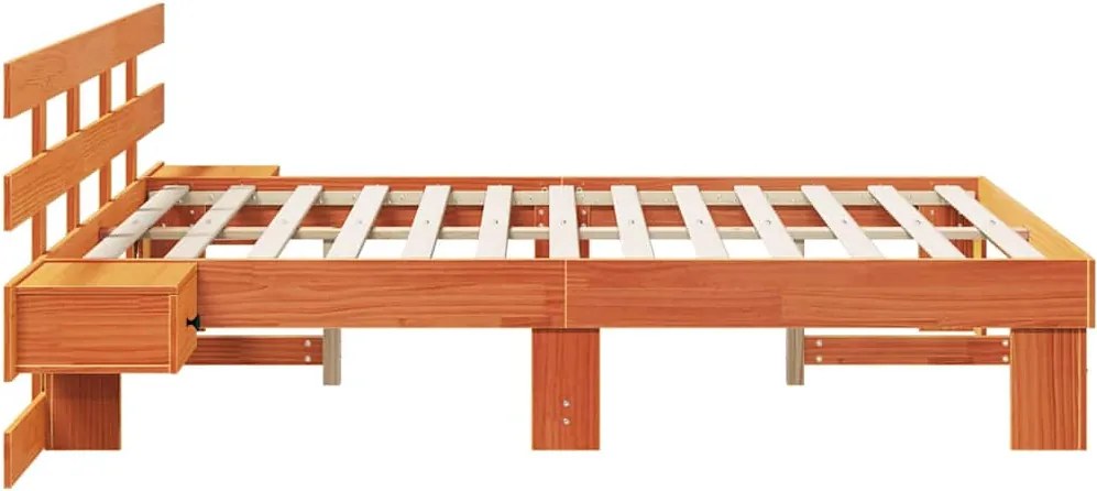 Rám postele s čelo Hnědá 120 x 200 cm Masivní borové dřevo 3385693