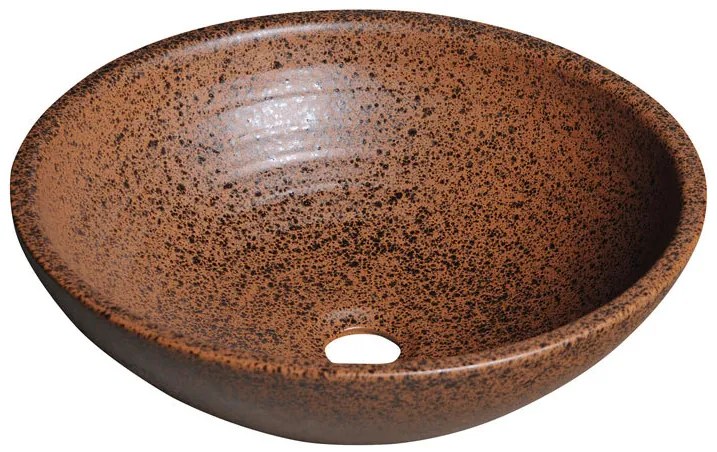 SAPHO ATTILA keramické umyvadlo, průměr 42cm, terakota hnědá ( DK004 )