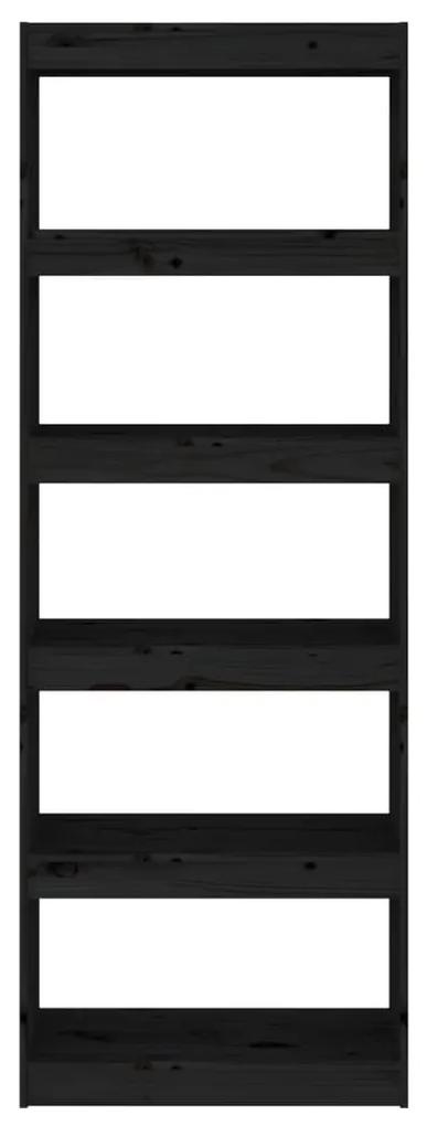 Knihovna / dělicí stěna černá 60x30x167,5 cm masivní borovice - Default Title