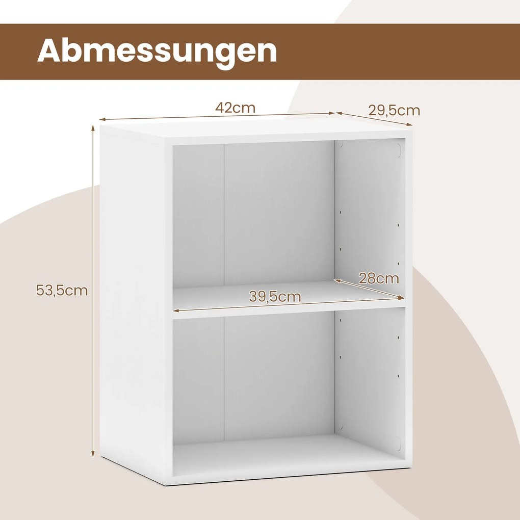 Costway Sada 2 dvoupatrových knihoven 42 cm, bílá