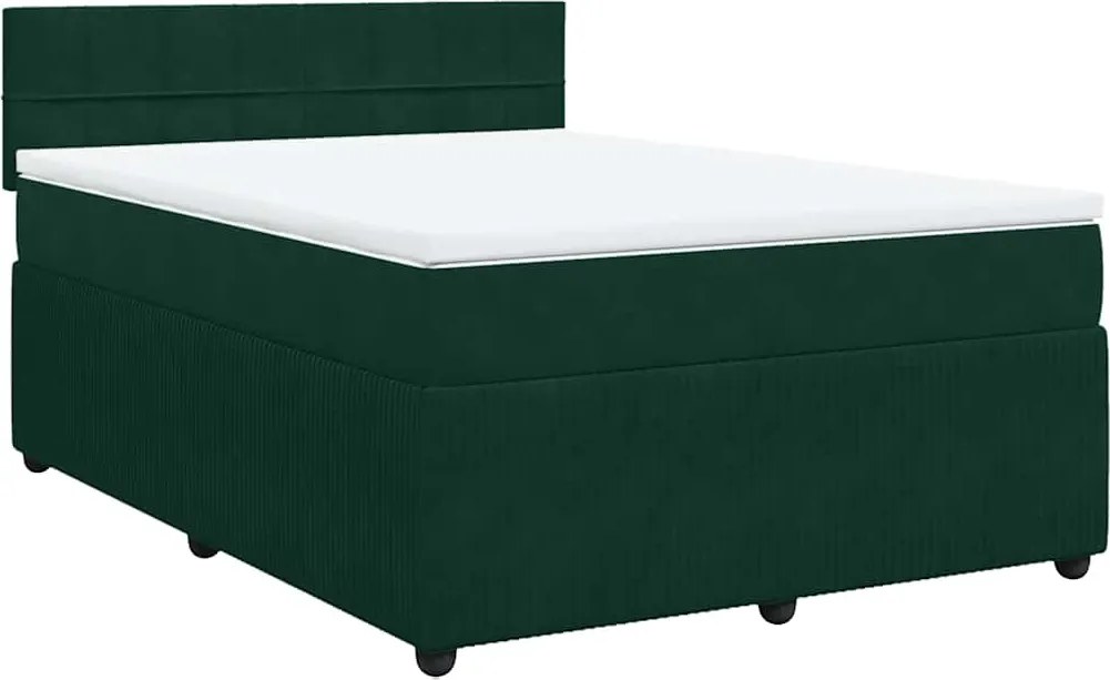 Box spring postel s matrací tmavě zelená 160x200 cm samet 3290085
