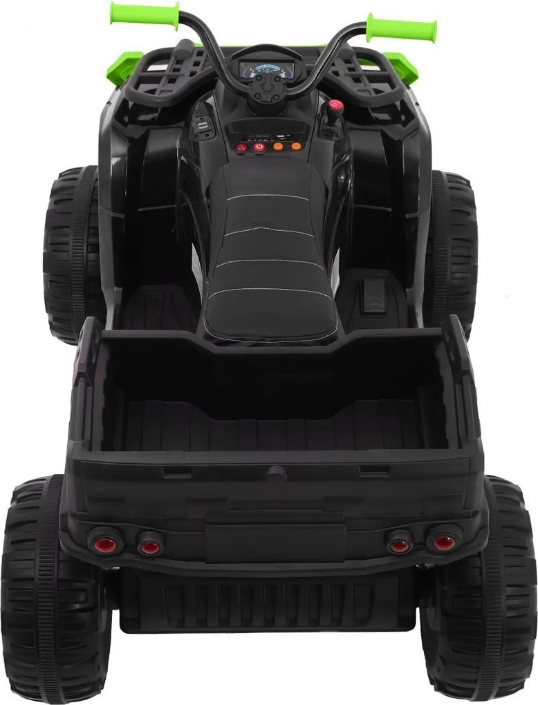 Ramiz Dětská čtyřkolka XL ATV 2,4 GHz na baterie černo-zelená na dálkové ovládání + pohon 4x4 + nosič zavazadel + pomalý start + EVA + LED a zvuky