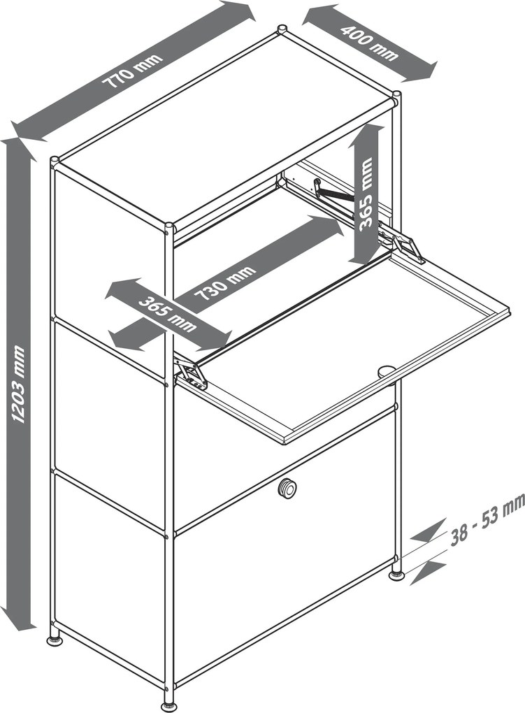 Tchibo - Kovový regál CN3 se 3 výklopnými dvířky - barva: černá