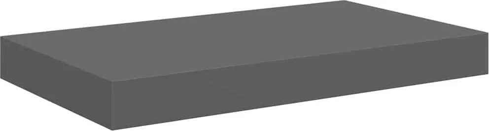 Plovoucí nástěnné police 4 ks šedé vysoký lesk 40x23,5x3,8 cm MDF 323786