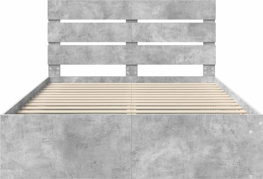 Rám postele s čelo Beton 140 x 200 cm Masivní borové dřevo 3411739