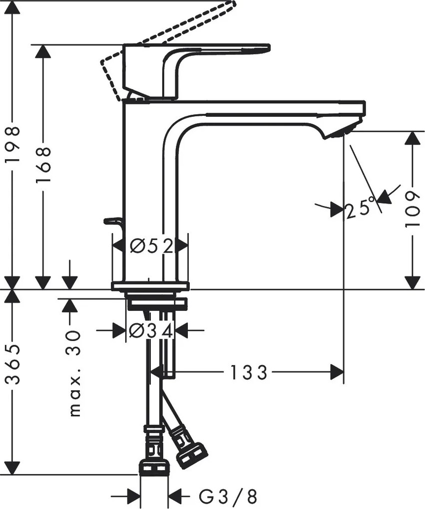 Hansgrohe Rebris E, umyvadlová baterie 110 bez odtokové soupravy, CoolStart, černá matná, 72560670