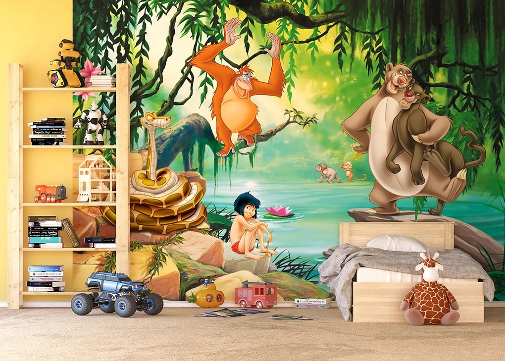 Dětská vliesová fototapeta na zed' Kniha Džunglí, Disney | 360 x 270 cm | DFTDNXXL 5045