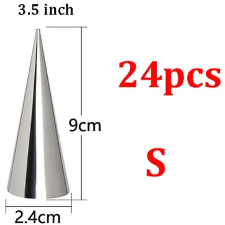 Kuchyňské nerezové kornoutky, trubičky na pečení - 6, 12 nebo 24 ks Barva: 24 ks kuželový S