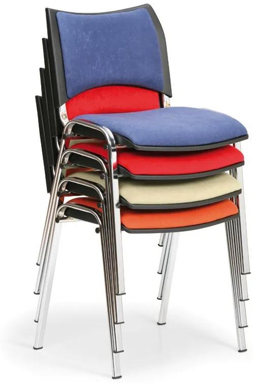Konferenční židle SMART, chromované nohy, bez područek, modrá