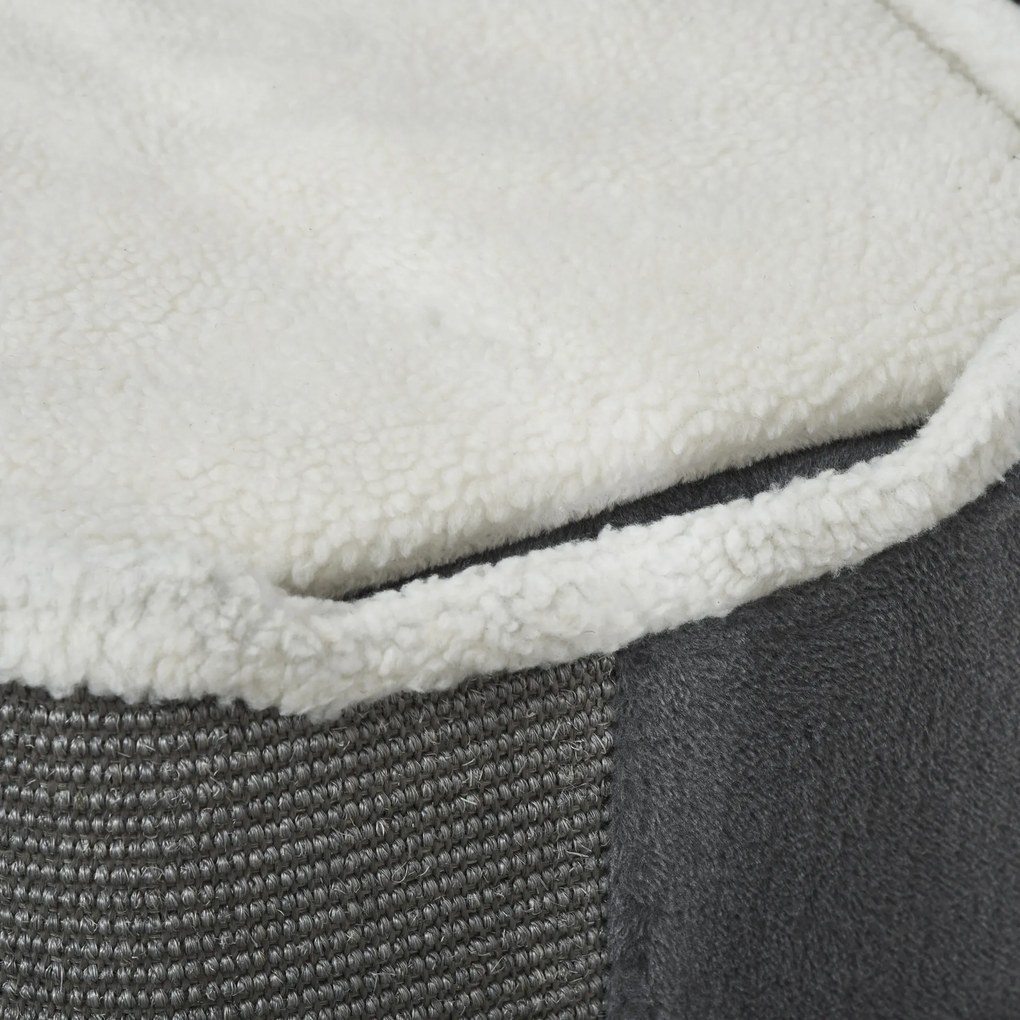 Škrabací strom PawHut pro kočky, 3 úrovně, dřevotříska, sametový polyester, sisal, šedá+bílá, 40x40x74cm