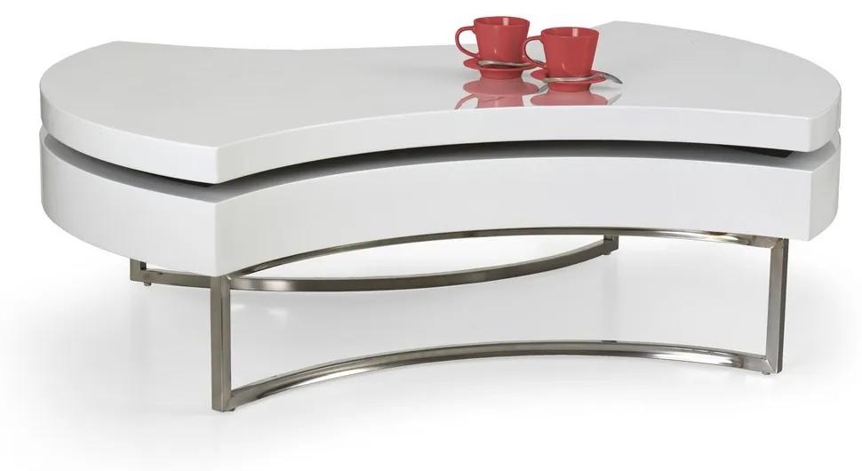 Konferenční stolek Aurea, bílá / stříbrná