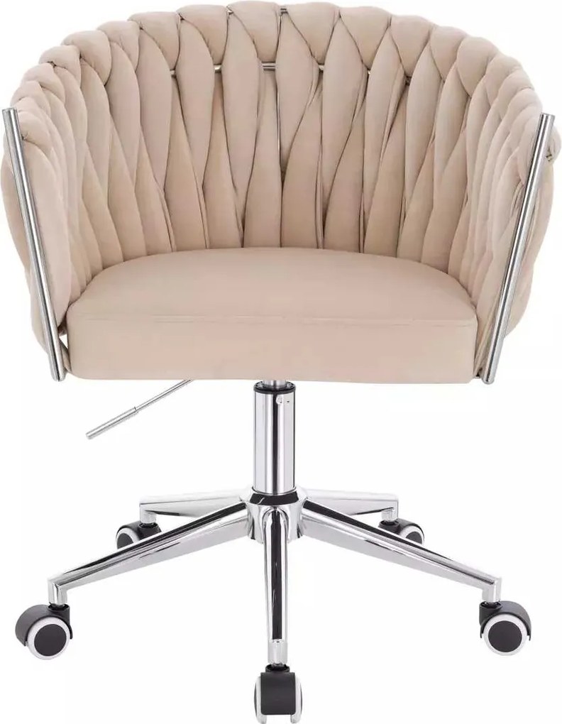 LuxuryForm DESIGN Židle NORDEN VELUR na stříbrné podstavě s kolečky - krémová