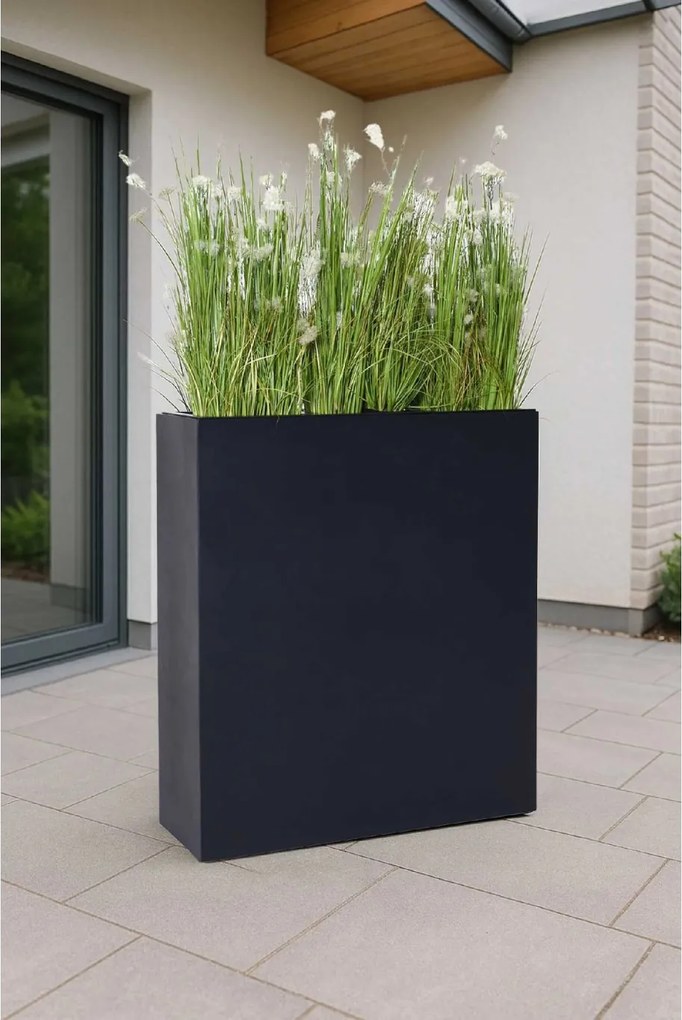 Dělící květináč ELEMENTO, sklolaminát, výška 100 cm, antracit