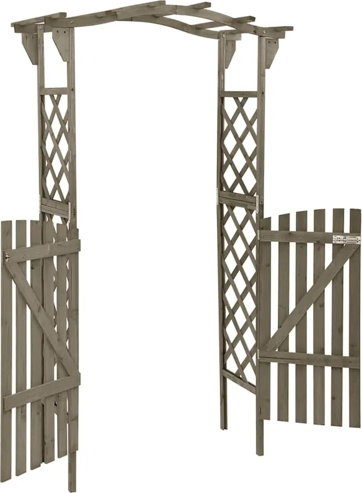 Pergola s brankou 116 x 40 x 204 cm šedá masivní jedle 316393